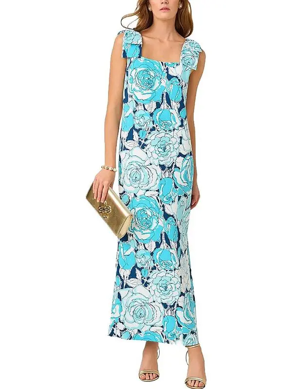 LILLY PULITZER Bernice Maxi Dress - Capri Blue Rousseaus Roses