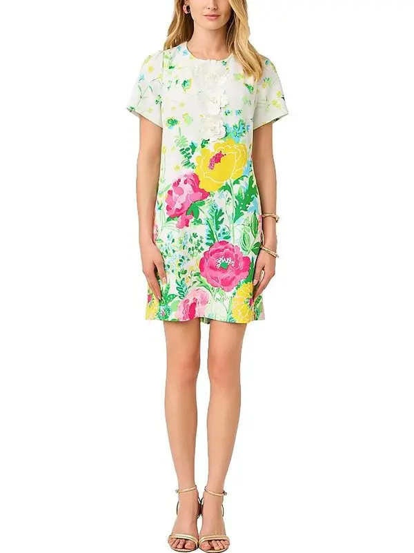 LILLY PULITZER Edita Short Sleeve Shift Dress - Multi Poppy Party