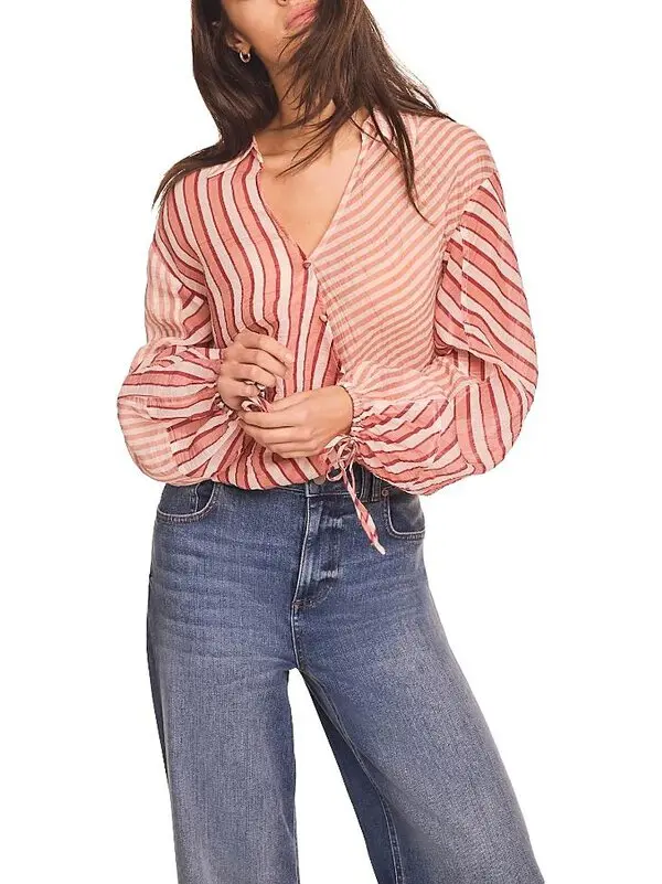 Mint Velvet Striped Wrap Shirt - Orange