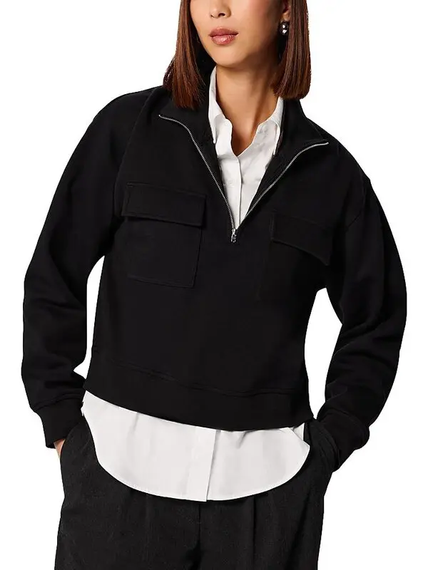 Whistles Funnel Quarter Zip Sweater - Black