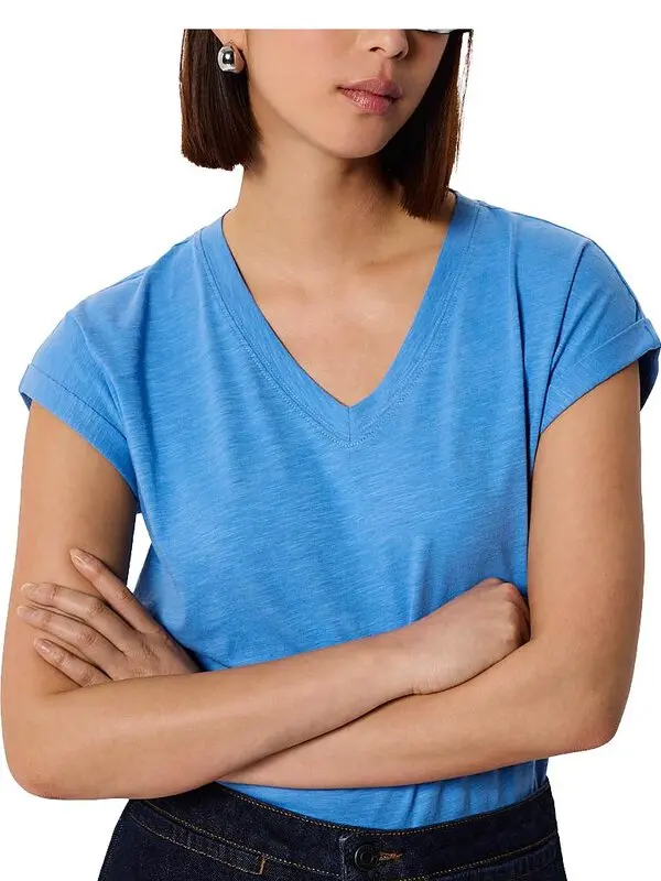 Whistles Willa V-neck Cap Sleeve T-shirt - Blue
