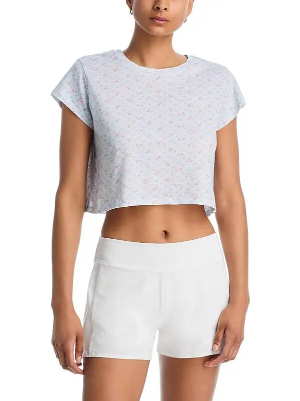 LoveShackFancy Rubin Cropped Tee - Chapparal Blue