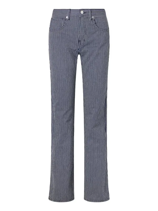 NILI LOTAN Celia Striped Straight-leg Jeans - Blue