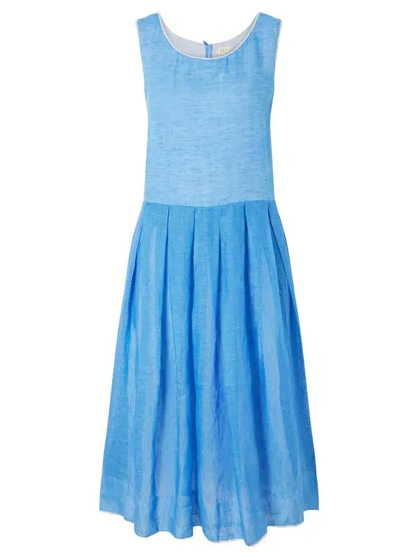 EKA Basil Linen Midi Dress - Blue