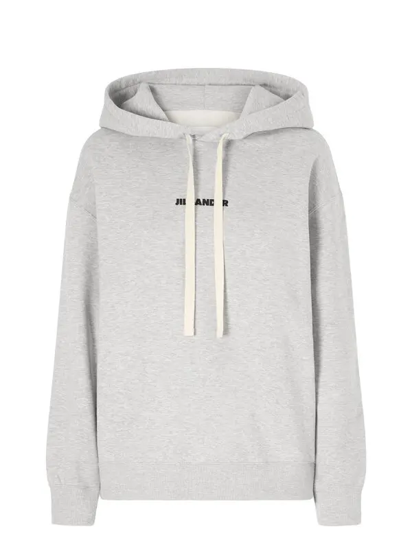 JIL SANDER Printed Cotton-jersey Hoodie - Gray