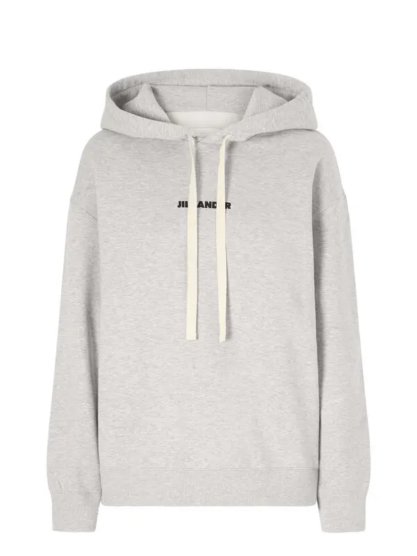 JIL SANDER Printed Cotton-jersey Hoodie - Light Gray