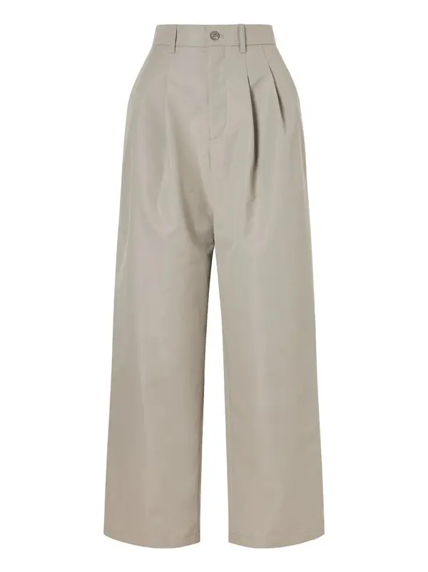Wardrobe.NYC Pleated Wide-leg Cotton-blend Pants - Brown
