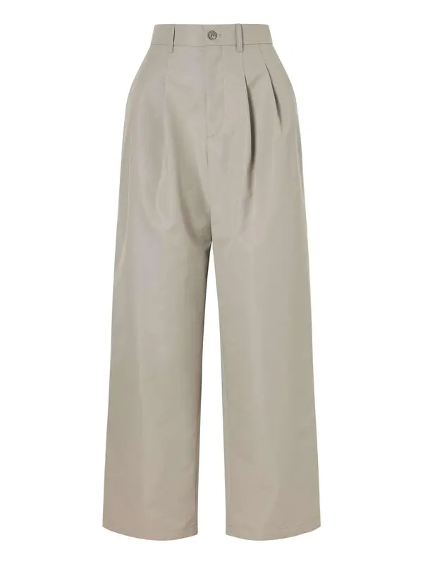 Wardrobe.NYC Pleated Wide-leg Cotton-blend Pants - Taupe
