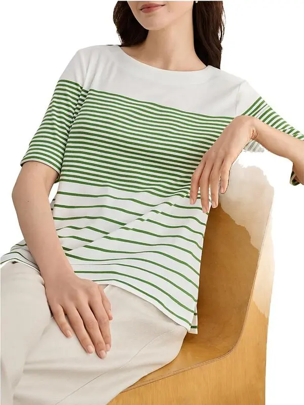 HOBBS LONDON Constance Boat Neck Top - White Green