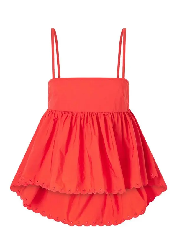 Cecilie Bahnsen Selena Broderie Anglaise-trimmed Top - Red