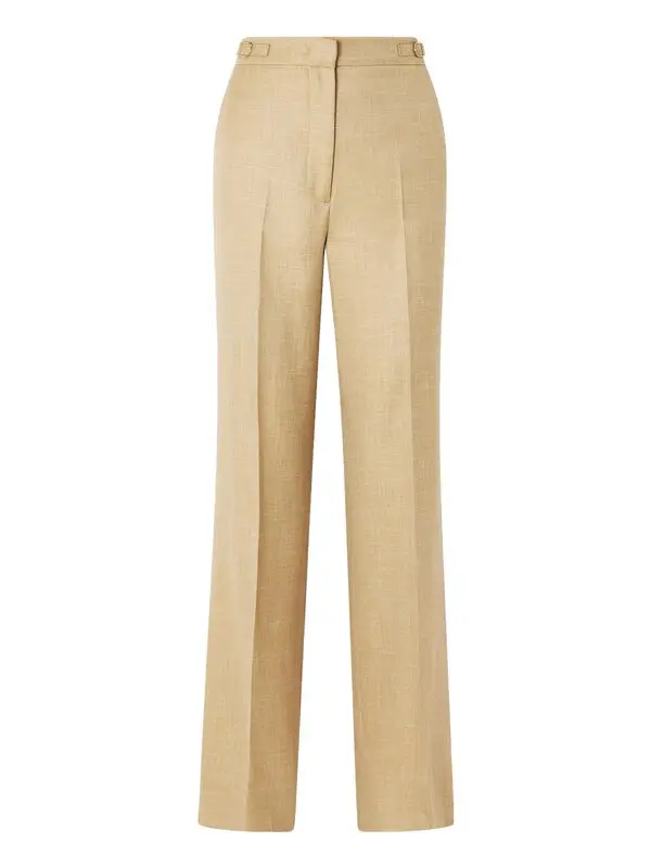 Gabriela Hearst Vesta Wool, Silk And Linen-blend Flared Pants - Neutrals
