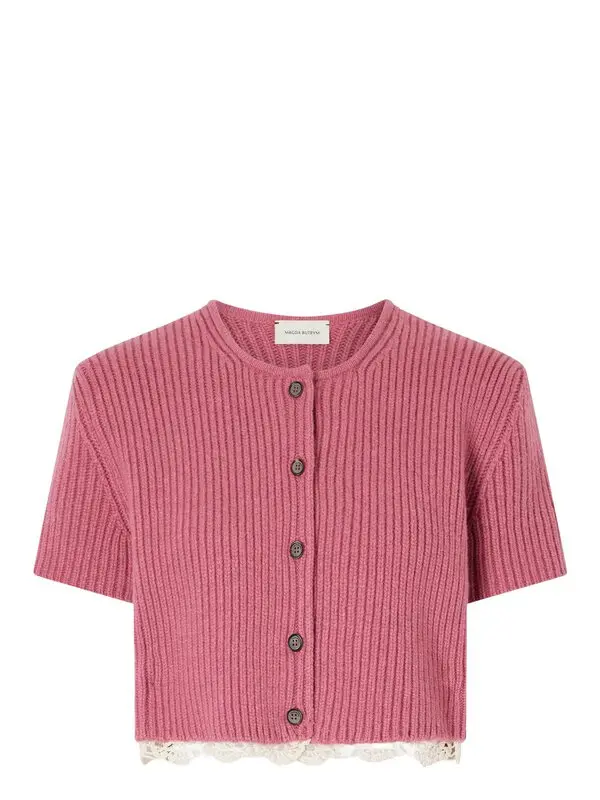 Magda Butrym Crochet-trimmed Cashmere Cardigan - Pink