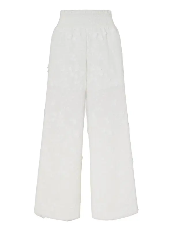 Loretta Caponi Speranza Embroidered Fil-coupé Cotton Straight-leg Pants - White