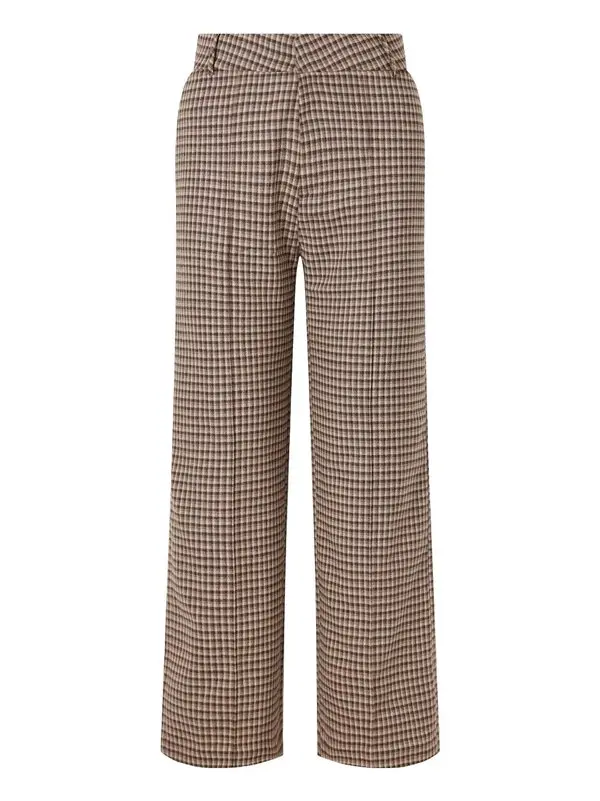 DESTREE Yoshimoto Plaid Straight-leg Pants - Brown