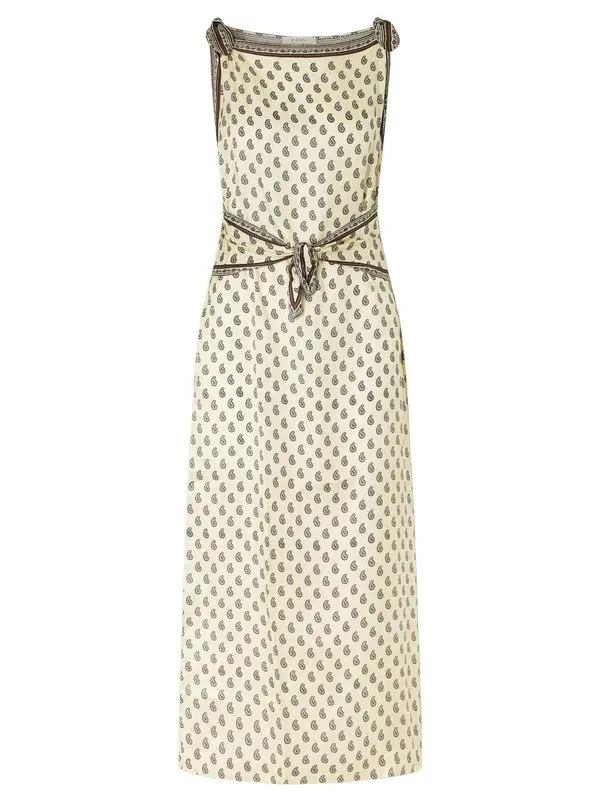 DÔEN Amorette Paisley-print Silk-blend Twill Midi Dress - Pastel Yellow