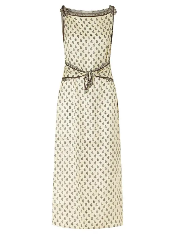 DÔEN Amorette Paisley-print Silk-blend Twill Midi Dress - Yellow