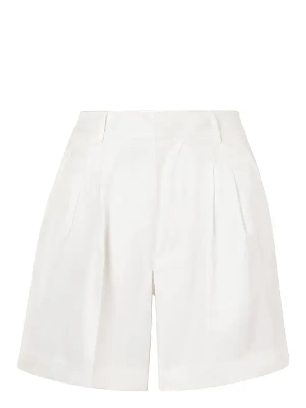 LISA YANG Pleated Silk-twill Wide-leg Shorts - White