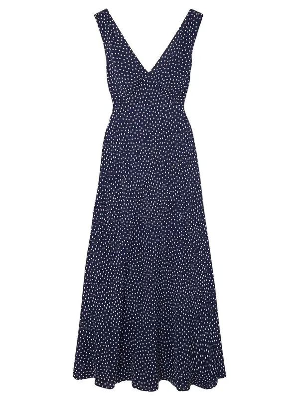 Rixo Sandrine Polka-dot Crepe Midi Dress - Navy