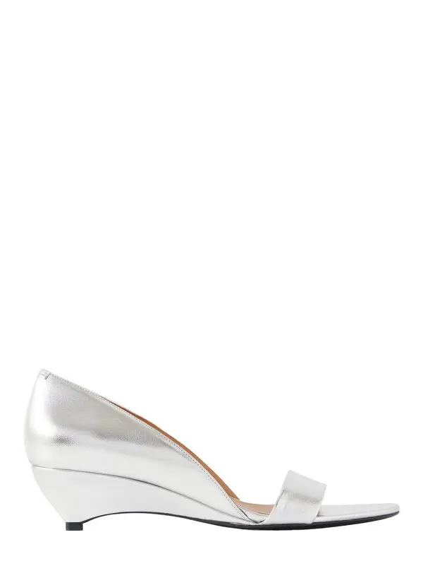 JIL SANDER Metallic Leather Wedge Sandals - Gray