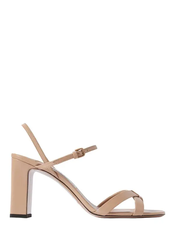 JIMMY CHOO Elsy 85 Leather Sandals - Beige