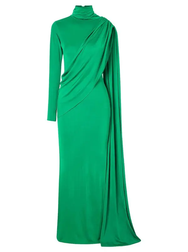 THE NEW ARRIVALS ILKYAZ OZEL Aya Scarf-detailed Gown - Green