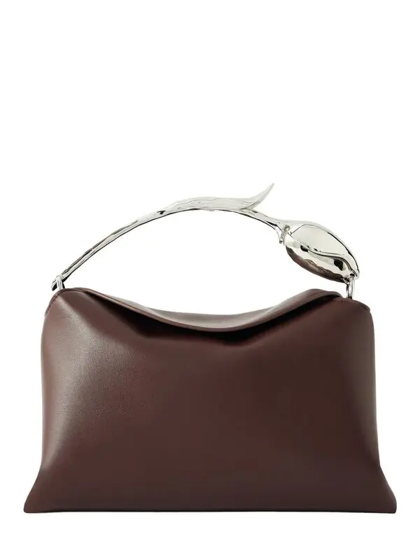 Erdem Bloom Medium Leather Shoulder Bag - Burgundy