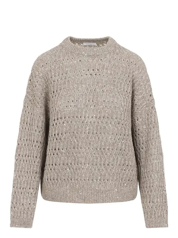 Brunello Cucinelli Linen Crewneck Sweater - Dove Grey