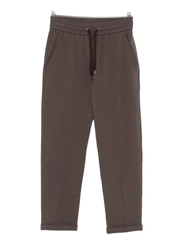 Brunello Cucinelli Cotton Drawstring Trousers - Brown