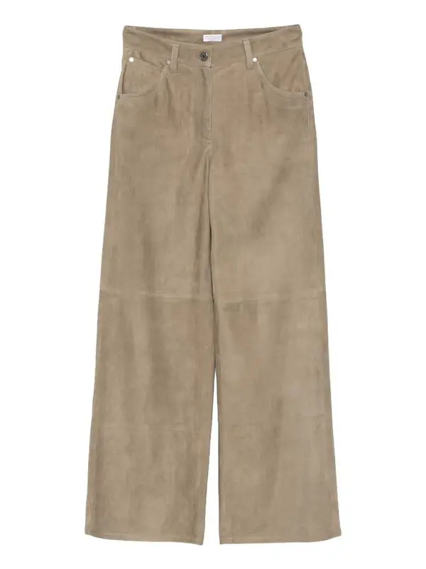 Brunello Cucinelli Leather Trousers - Brown