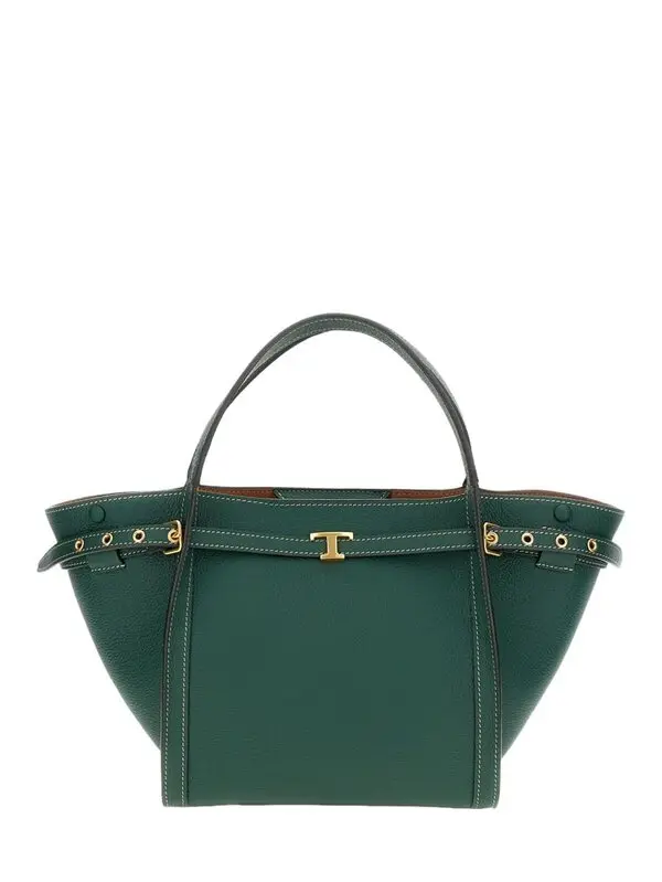 TOD'S T Timeless Small Leather Tote - Green