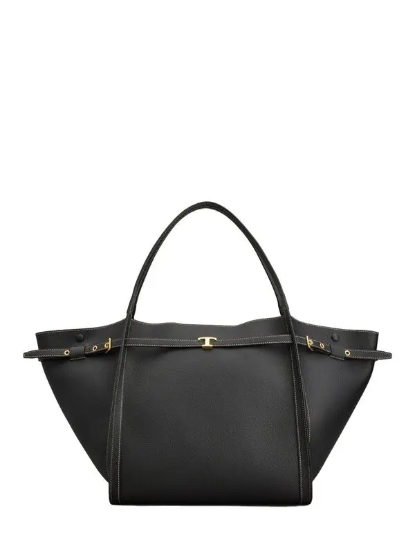 TOD'S Leather Tote With Top Handle - Black