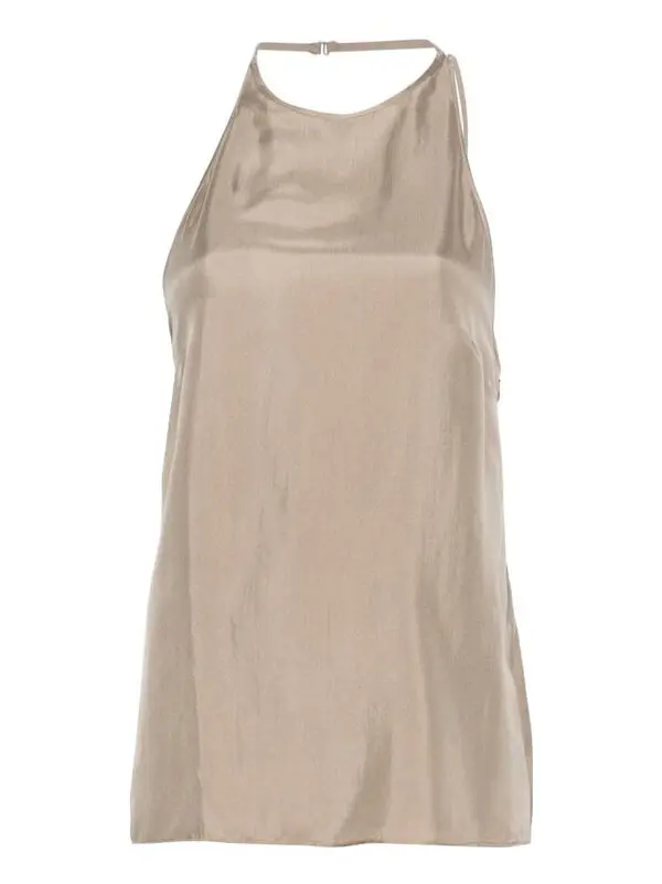 ALYSI Twill Silk Top - Dove Grey