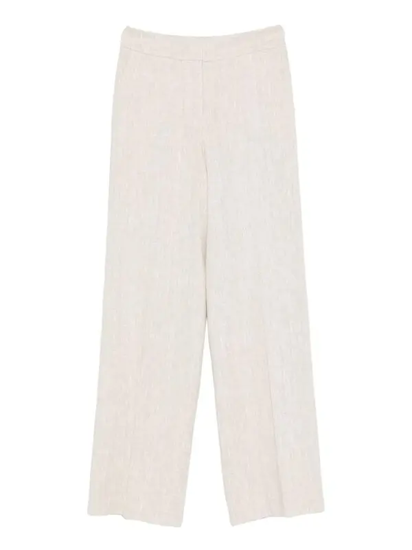 VIA MASINI 80 Wide Leg Linen Trousers - Beige