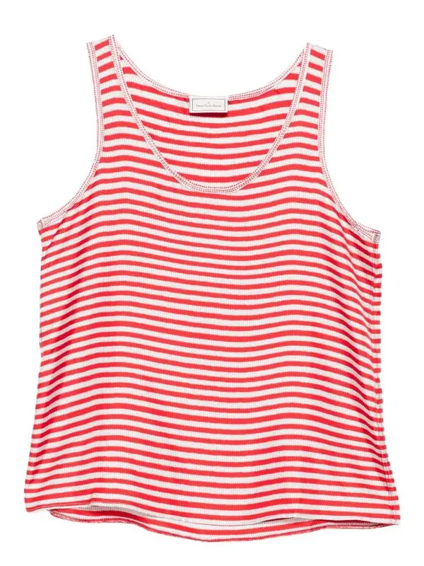 PIERRE-LOUIS MASCIA Striped Sleeveless Silk Top - Red