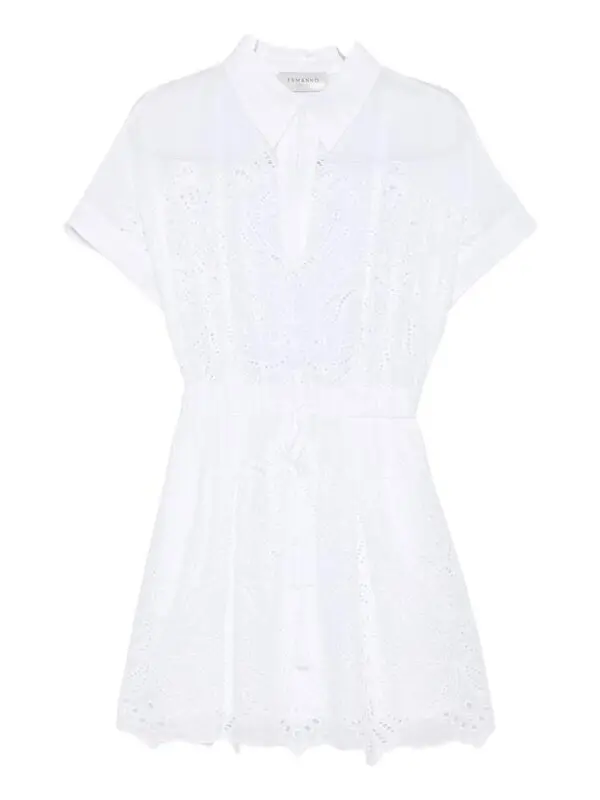 ERMANNO FIRENZE Embroidered Cotton Shirtdress - White