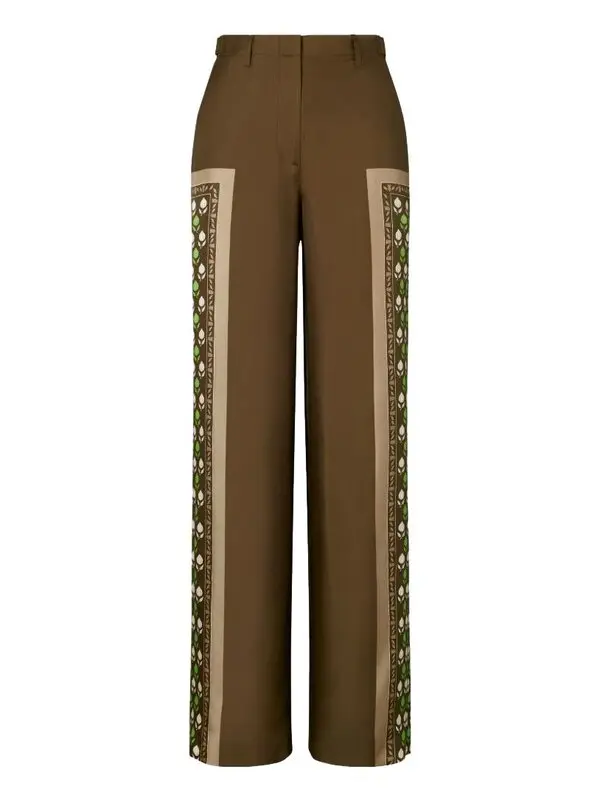 Tory Burch Printed Wide Leg Trousers - Brown