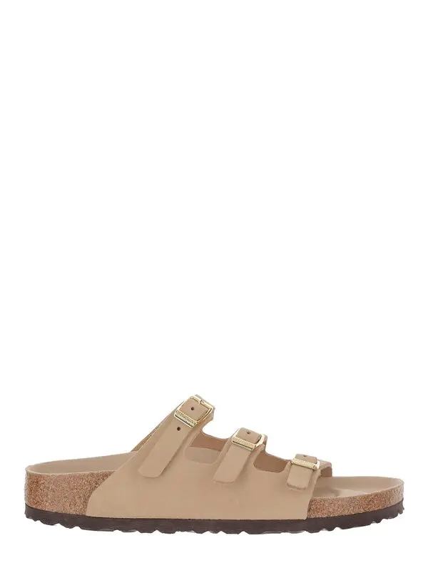 BIRKENSTOCK Florida Leather Sandals - Beige