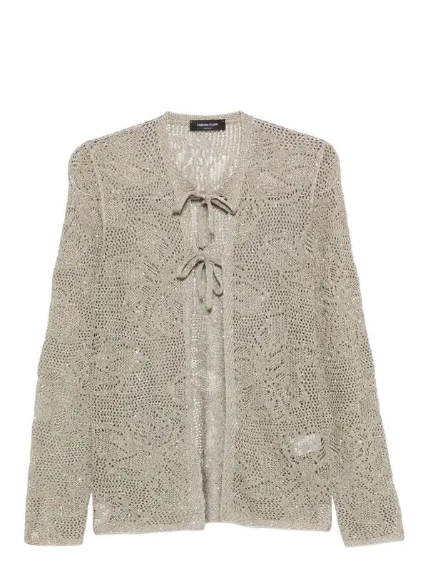 Fabiana Filippi Openwork Cardigan - Kaki