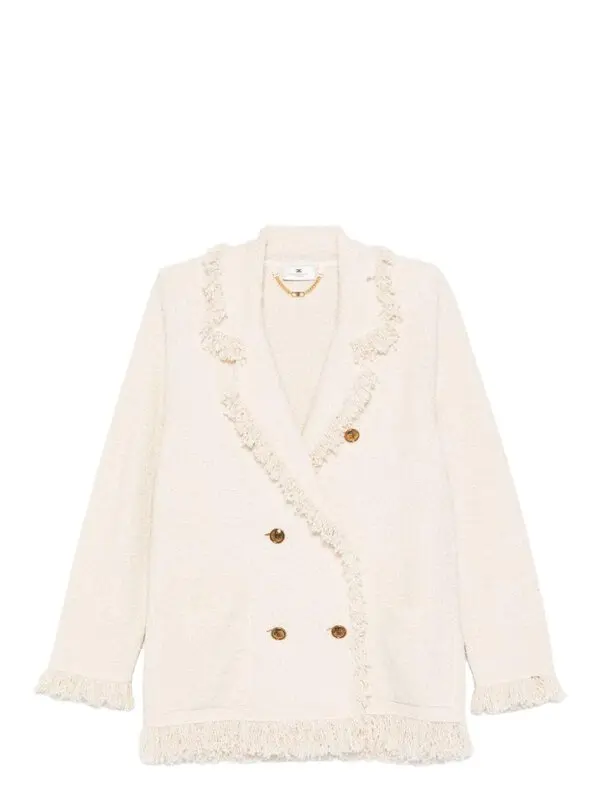 Elisabetta Franchi Cotton Double-breasted Jacket - White