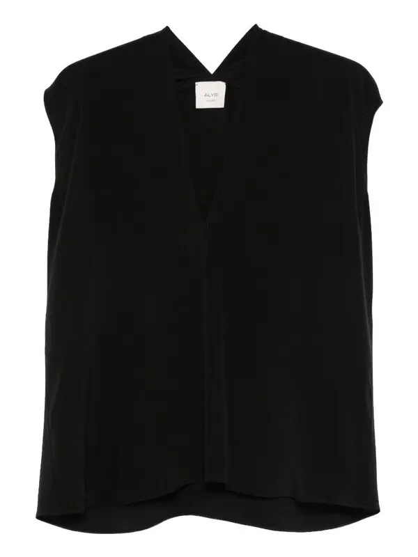 ALYSI Sleeveless Silk Top - Black