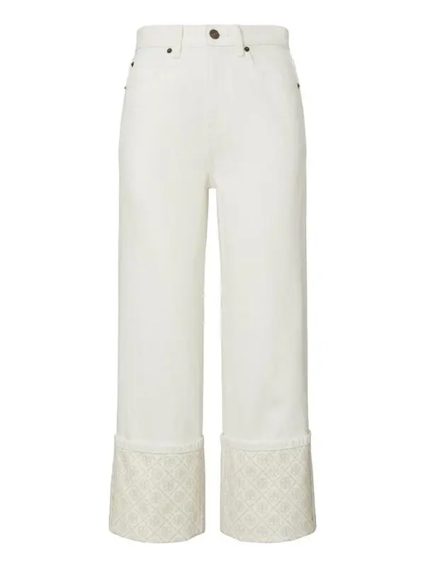 Tory Burch Denim Cotton Straight Leg Jeans - White