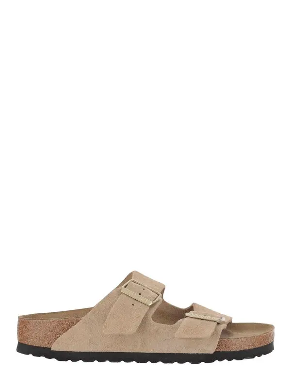 BIRKENSTOCK Arizona Suede Leather Sandals - Beige