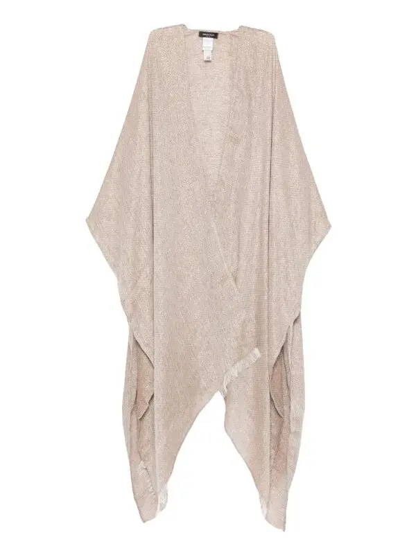 Fabiana Filippi Fringed Linen Poncho - Brown