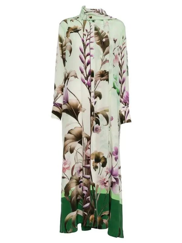 F.R.S FOR RESTLESS SLEEPERS Printed Silk Dress - Green
