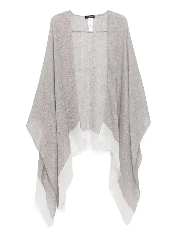 Fabiana Filippi Fringed Linen Poncho - Light Grey