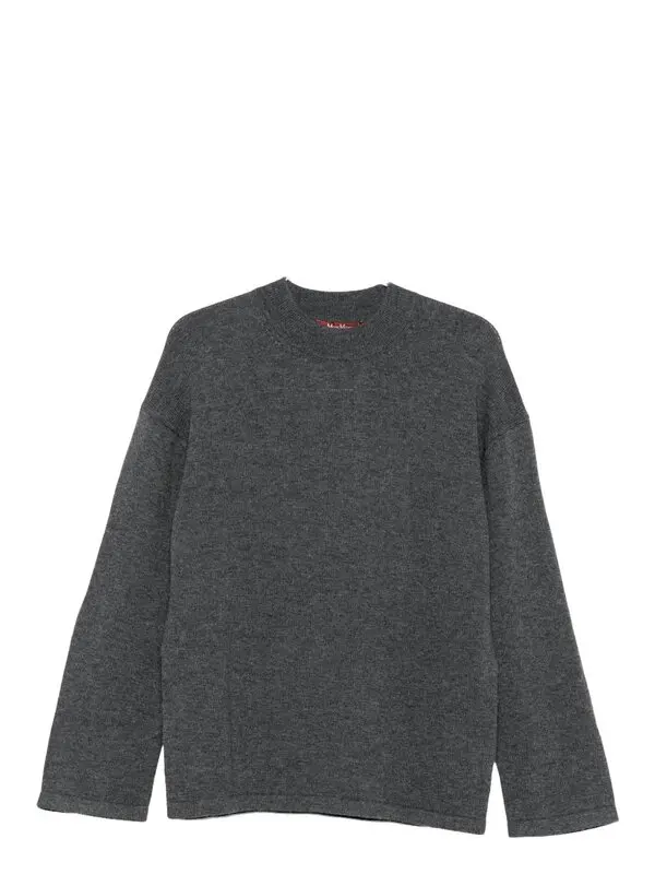 Max Mara Crew Neck Sweater In Cashmere Wool - Grey