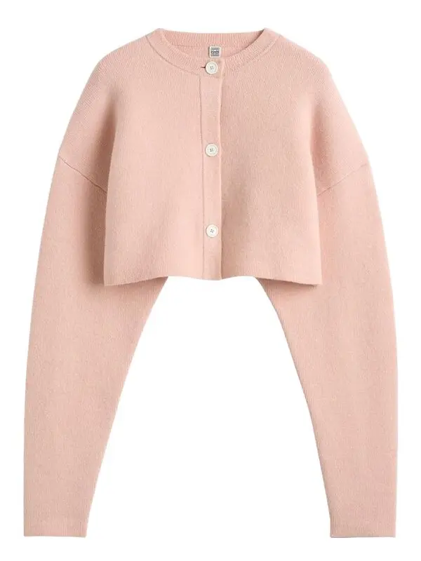 TOTEME Wool Cropped Cardigan - Pink