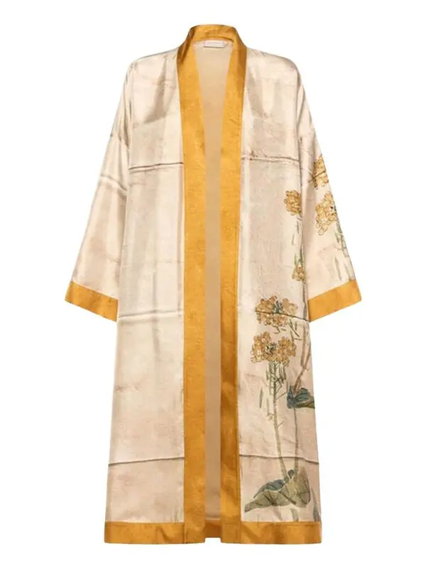 PIERRE-LOUIS MASCIA Printed Silk Kimono - Beige