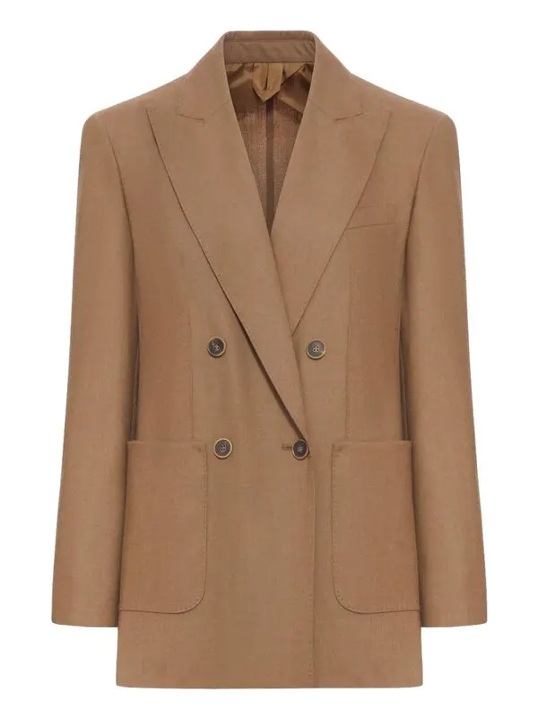 Max Mara Double-breasted Cashmere Jacket - Leather Brown