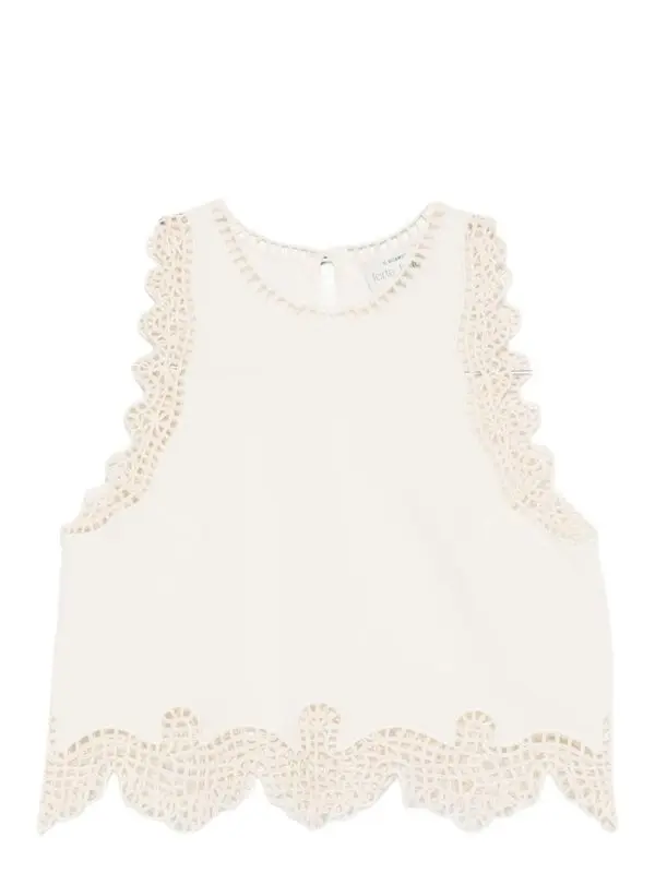 FORTE_FORTE Embroidered Cotton Top - Ivory